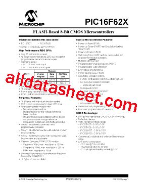 PIC16F627 Datasheet PDF Microchip Technology