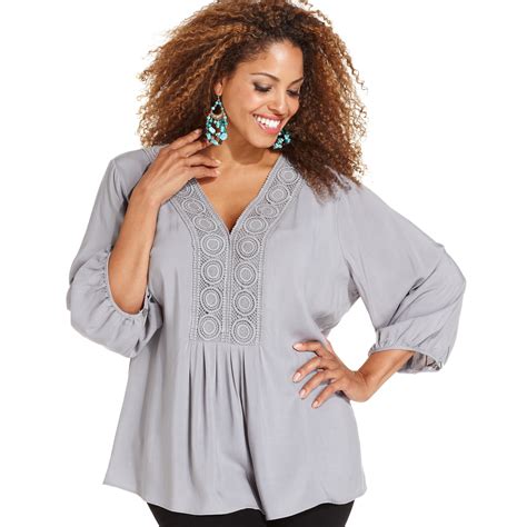 Lyst Spense Spense Plus Size Top Threequartersleeve Applique In White