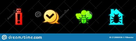 Set Usb Flash Drive Check Mark In Speech Bubble System Bug On Cloud