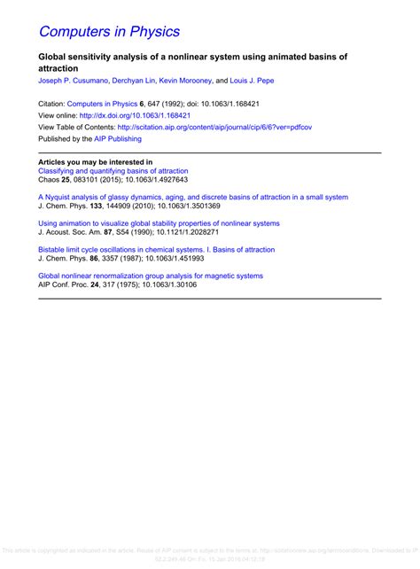 Pdf Global Sensitivity Analysis Of A Nonlinear System Using Animated