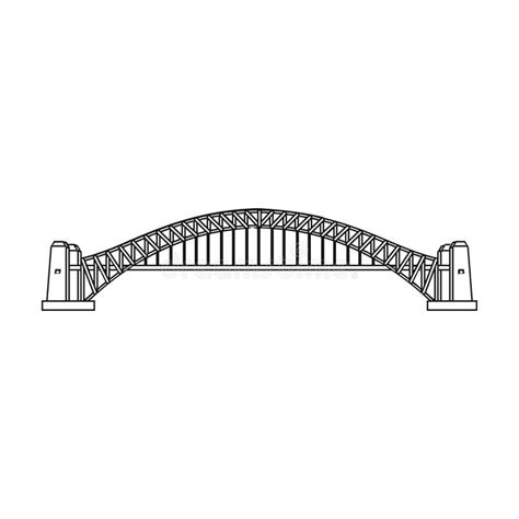 Sydney Harbour Bridge Icon In Outline Style Isolated On White