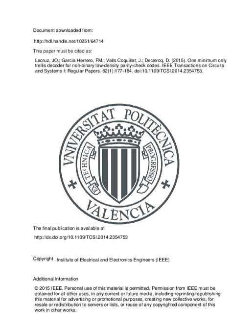 Pdf One Minimum Only Trellis Decoder For Non Binary Low Density