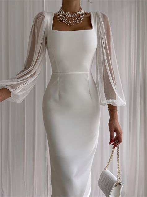 White Cocktail Dress Formal Dress For Women Minimalist Etsy