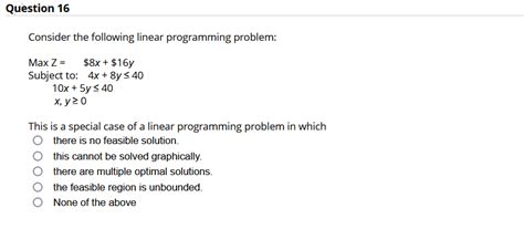Solved Consider The Following Linear Programming Problem Chegg