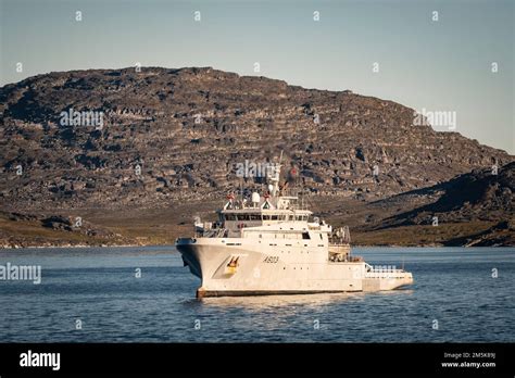 French Navy Patrol Ship Fs Rhone In The Harbour At Nuuk Greenland