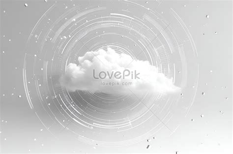 미래의 기술은 흰 구름과 디지털 요소를 감지합니다