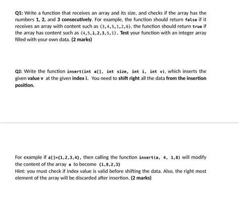 Solved Q1 Write A Function That Receives An Array And Its