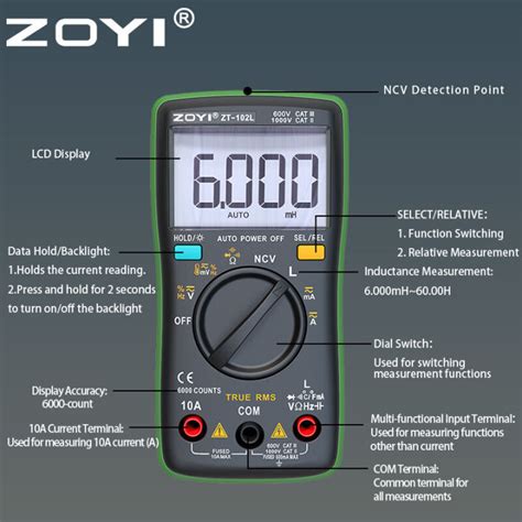 【inductance Function】 Digital Multimeter 6000 Counts Professional