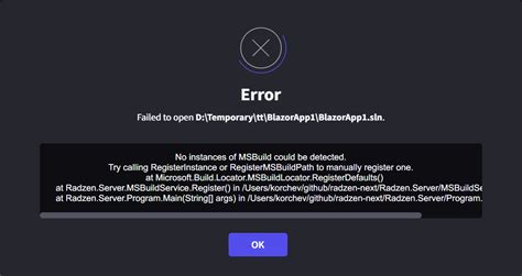 Failed To Open An Existing Blazor Project VS 2022 Preview 2 1 Radzen Blazor Studio Radzen