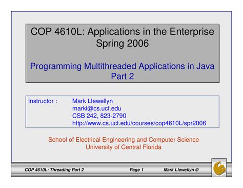 Multiplying Multi Threaded Applications In The Java Cop 4610 Docsity