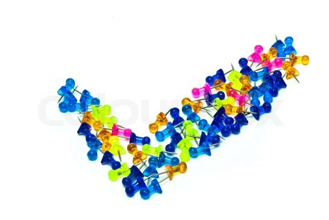 Collection Of Pins Sign Of Correct Isolated Stock Image Colourbox