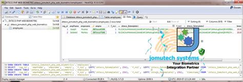 zkteco biometric data and person particulars in mysql table for php web biometric integration