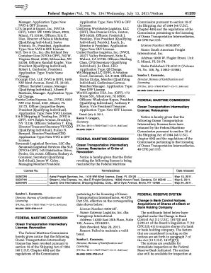 Fillable Online Federal Register Vol 76 No 134 Wednesday July 13 2011 Notices Fax