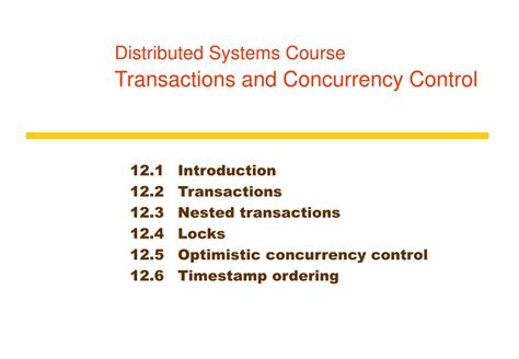 Ppt Distributed Systems Course Transactions And Concurrency Control