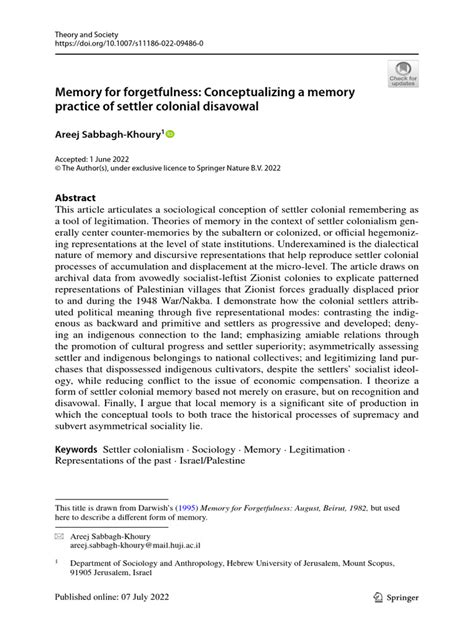 memory for forgetfulness conceptualizing pdf zionism kibbutz