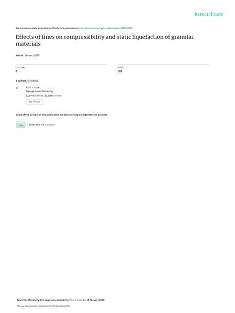 2009 Lade Et Al Effects Of Fines Content On Void Ratio Compressibility And Static