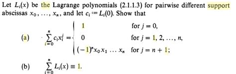 Solved Let L X Be The Lagrange Polynomials 2 1 1 3 For Chegg Com