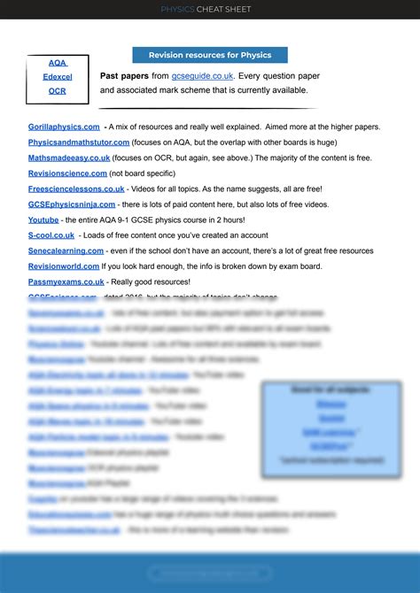 SOLUTION Physics Cheat Sheet Studypool