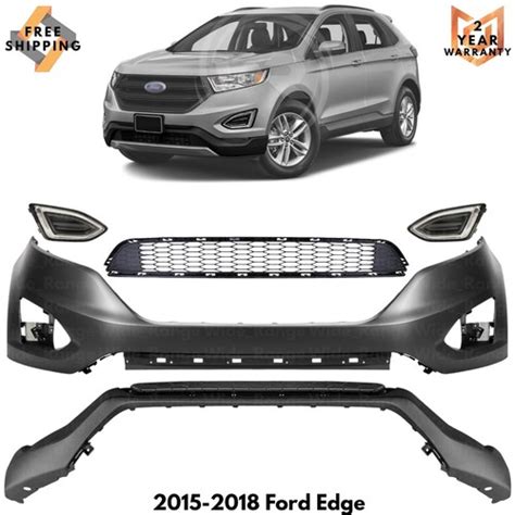 Front Bumper Cover Fascia And Lower Grille Kit For 2015 2018 Ford Edge Ebay