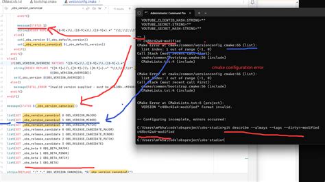 Windows11 Versionconfigcmake65 List Index 1 Out Of Range 1 0 · Issue 9333 · Obsproject