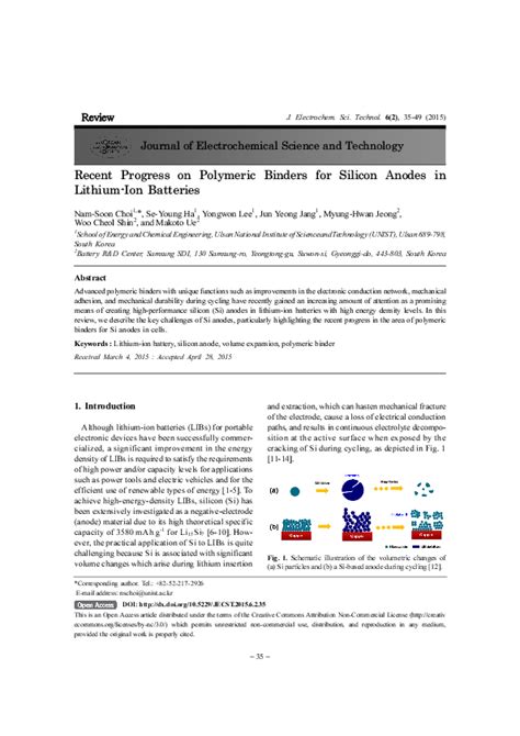 Pdf Recent Progress On Polymeric Binders For Silicon Anodes In Lithium Ion Batteries Makoto