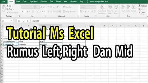 Rumus Left Right Dan Mid Di Excel Youtube