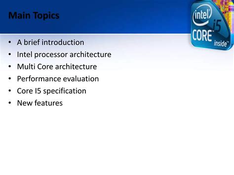 Final Draft Intel Core I5 Processors Architecture Pptx