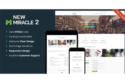 New Miracle Responsive Html5 Theme Illustrator Templates ~ Creative Market