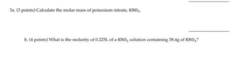Solved 3a 3 Points Calculate The Molar Mass Of Potassium