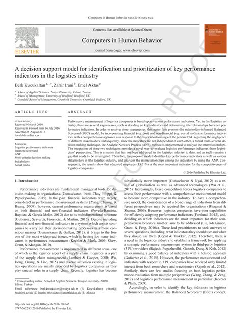 Pdf A Decision Support Model For Identification And Prioritization Of Key Performance