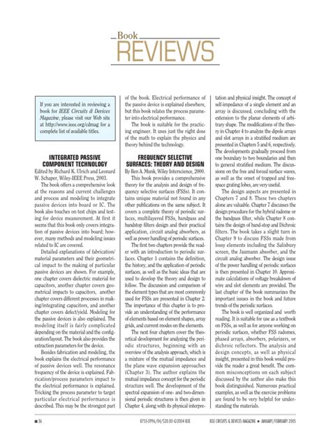 Frequency Selective Surfaces Theory And Design Book Review Pdf Pdf Semiconductor Device