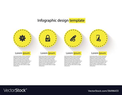 Set Time Management Lock And Check Mark Usb Vector Image