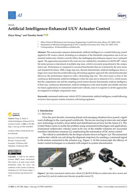 Pdf Artificial Intelligence Enhanced Uuv Actuator Control