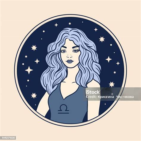 천칭자리 여자 조디악 표지판 아름다운 소녀 얼굴 별자리 기호 달력에 대한 스톡 벡터 아트 및 기타 이미지 달력 등장인물 머리 Istock