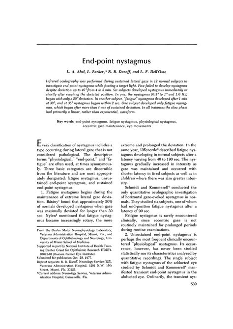 Pdf End Point Nystagmus