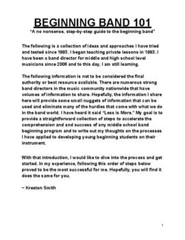 Beginning Band A No Nonsense Approach To The First Semester Of Band