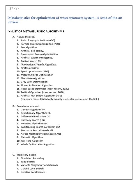 Metaheuristics Algorithms Pdf Metaheuristic Mathematical Optimization