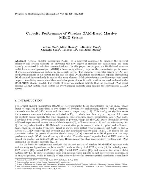 Pdf Capacity Performance Of Wireless Oam Based Massive Mimo System