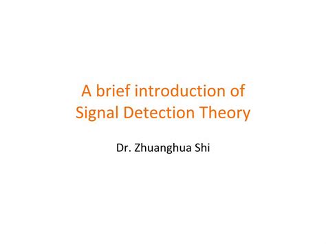 pdf a brief introduction of signal detection theory · a brief