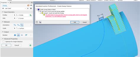 solved applying sweep on curved surface by fixed orientation error