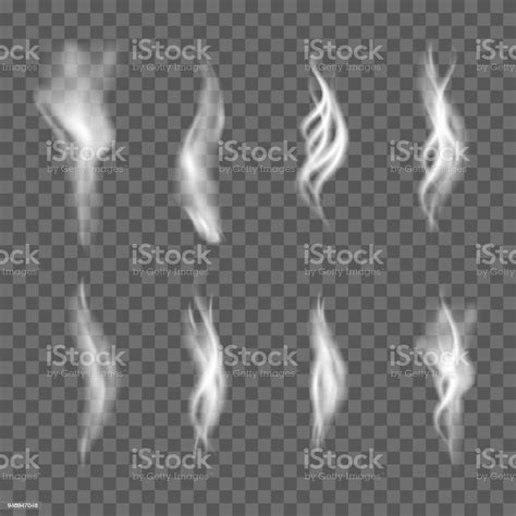 현실적인 백색 투명 한 배경에 연기의 컬렉션입니다 벡터입니다 연기 물리적 구조에 대한 스톡 벡터 아트 및 기타 이미지 연기 물리적 구조 흡연 배경 주제 Istock