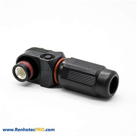 Surlok Plus Right Angle 1 Pin 8mm Black Female Ip67 Plastic 200a Hv Connector