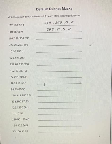 Solved Default Subnet Masks Write The Correct Default Subnet