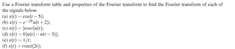 Solved Using The Fourier Transform Analysis Equation Find Chegg