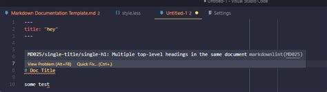 Md025 Multiple Top Level Headings Triggered By Front Matter Config · Issue 382 · Markdownlint