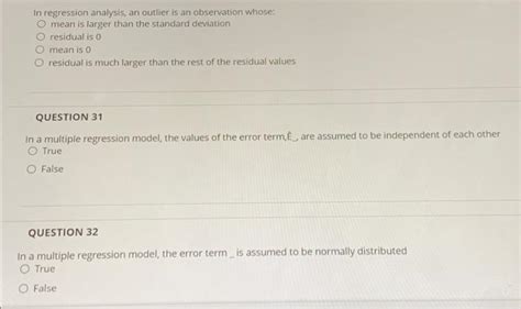 Solved In Regression Analysis An Outlier Is An Observation