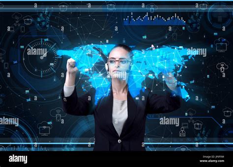 Woman In Social Data Management Concept Stock Photo Alamy
