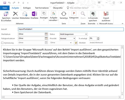 Gespeicherte Importe Und Exporte Per VBA Access Im Unternehmen