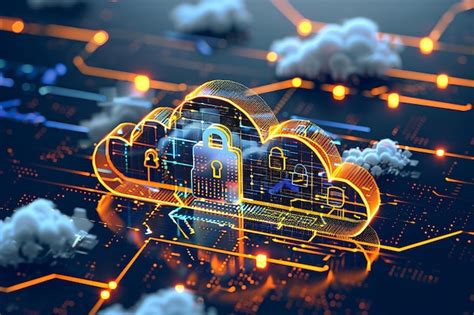 Secured Cloud Services Surrounded By Glowing Digital Locks Premium Ai