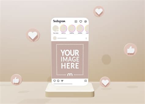3d Social Media Instagram Mockup With Like Icons Mediamodifier